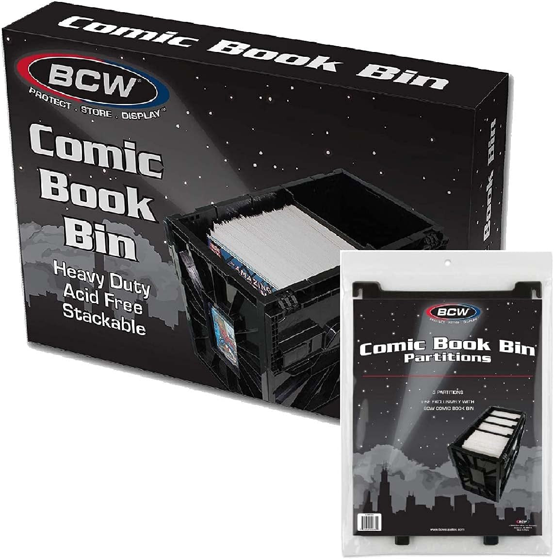 BCW Short Comic Book Bin With Partitions Bundle - Black – Blue Forest ...